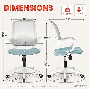 NEO CHAIR Office Chair Ergonomic Desk Chair Mesh Computer Chair Lumbar Support Modern Executive Adjustable Rolling Swivel Chair Comfortable Mid Black Task Home Office Chair (Pastel Mint)