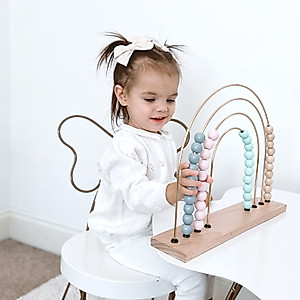 Hoky’s Hut Aesthetic XL Rainbow Abacus 14” x 11.25”- Montessori Toy for 1 Year Old & up 2-in-1 Sensory Toy & Kids Room Decor, Nursery Decor, Kids Bookshelf Decor, Unique or Kids Gifts, Hot Toy