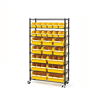 Seville Classics Commerical Grade NSF-Certified Bin Rack Storage Steel Wire Shelving System - 24 Bins - Yellow