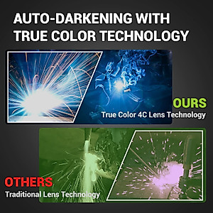AUTOGEN Welding Helmet, Large Viewing Screen 4.05"X3.54" Auto Darkening Welding Helmet True Color Solar Power 4 Arc Sensor Wide Shade 4~5/8-9/13 for TIG MIG Arc Weld Grinding Welder Mask(Colorful)