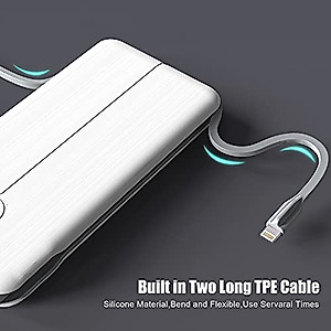 GiieeGii Portable Charger with Built in Cable, 10000mAh Power Bank with Type-C 3 Kinds Cables and USB Output Cell Phone Battery Backup Compatible with iPhone Android Smartphones