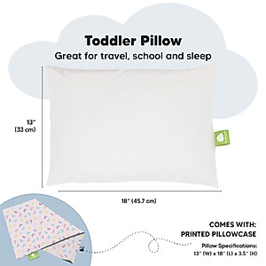 KeaBabies Toddler Pillow with Pillowcase and Toddler Pillow with Pillowcase, Jumbo 14X20-13X18 Soft Organic Cotton Toddler Pillows for Sleeping - Machine Washable Crib Pillow