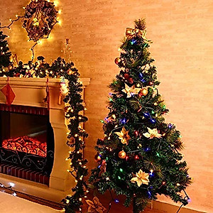 Christmas Lights - 33FT 100 LED Battery Operated String Lights with Timer & 8 Modes Mini Clear String Lights for Christmas Tree Wreath Indoor Outdoor Garden Wedding Party Decor Waterproof (Multicolor)