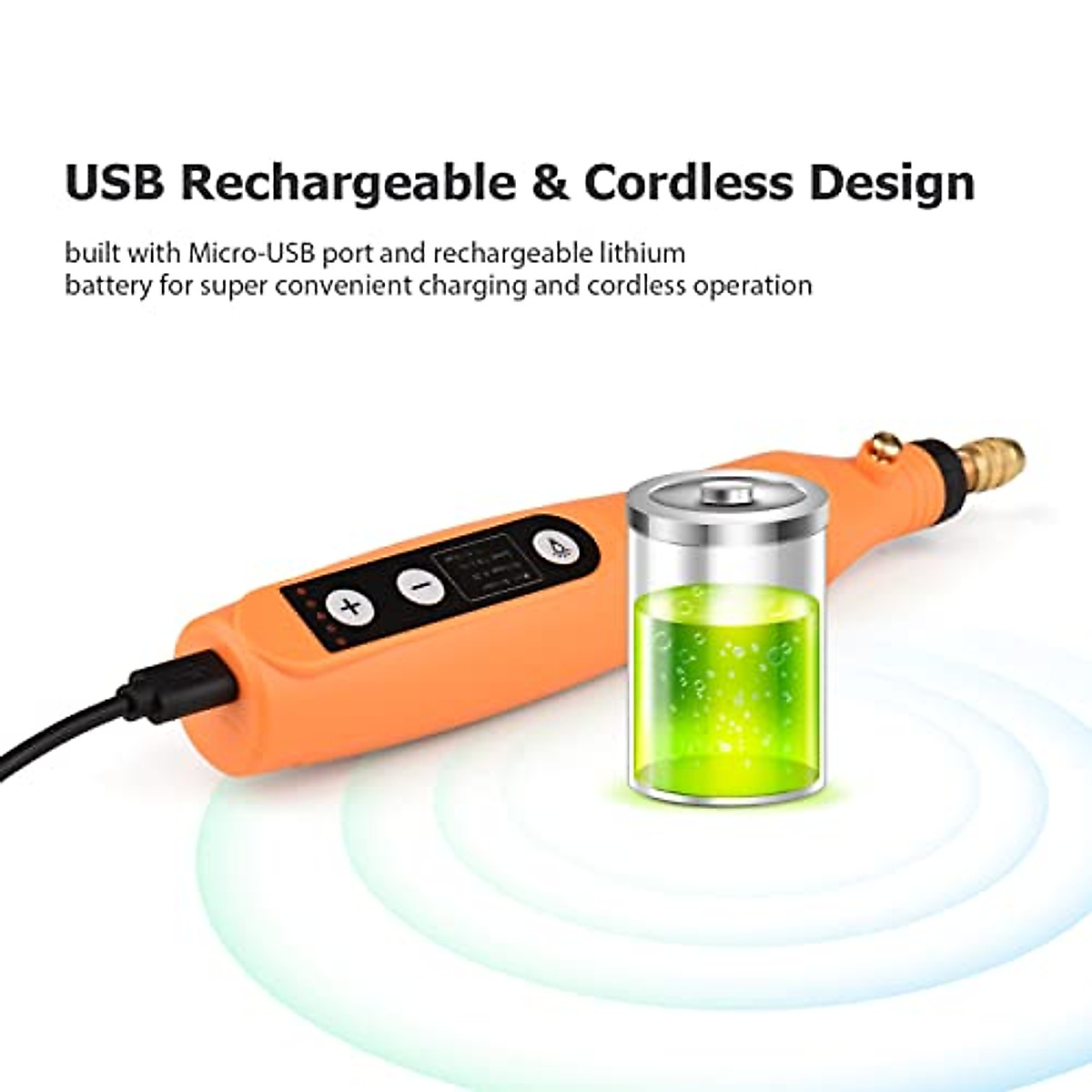 Cordless Rotary Tool, Geevorks 4.2V Rotary Tool Kit 5-Speed with 56 Accessories, Mini Electric Grinder Tool with LED Light for Cutting Sanding Engraving Polishing & DIY, USB Charging