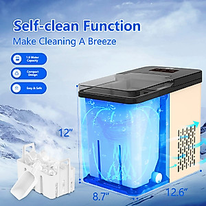 VECYS Upgraded Ice Maker, Premium Countertop Ice Machine 26LBS Daily Ice Making Capacity and Self-Clean Function with Ice Scoop and Basket, Champagne
