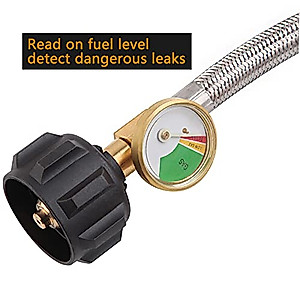 6 ft Propane Hose Adapter with Propane Tank Gauge for Weber Q1200, 1000 Propane Grill, 1 lb to 20 lb Propane Converter Hose for Propane Stove, Tabletop Grill and More 1lb Portable Appliance