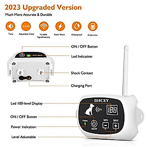BHCEY Wireless Dog Fence,2023 Electric Fence System for Stubborn Dog,Wireless Dog Boundary Containment System,Rechargeable Collar,Large Signal Range of 80-1640ft,Suitable for Large & Small Dogs
