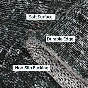 GarveeHome 8x10 Area Rug Modern Abstract Area Rug for Living Room Machine Washable Rug Farmhouse Checkered Throw Carpet Non-Slip Stain Resistant Accent Rug Floor Cover for Home Decor, Grey