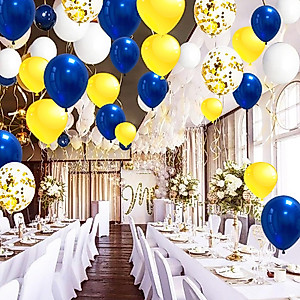 Graduation Party Decorations Navy Blue Yellow 2024/Blue Yellow Balloons/Michigan Balloons/Blue Yellow Birthday Party Decorations 40pcs for Blue Yellow Graduation Decorations 2024