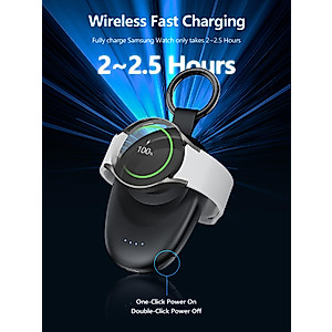 GagaKing for Samsung Galaxy Watch 7 Ultra Charger, 1400mAh Fast Charging Portable Wireless Power Bank, Magnetic Travel Car Keychain Charger for Galaxy Watch 7/Ultra/6/6 Classic/5 Pro/4/3, Active2/1