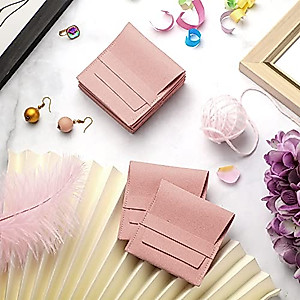 40 Pcs Microfiber Jewelry Pouch with Band 8 x 8 cm, Jewelry Packaging Bag Luxury Small Jewelry Gift Bags Microfiber Bag for Bracelet Necklace Packaging (Pink)