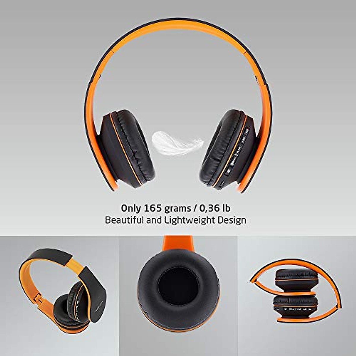 PowerLocus Rose Gold Bluetooth Headphones with Black/Orange Bluetooth Headphones