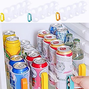 OJDXDY 3Pack Portable Soda Can Organizer for Refrigerator 4 Section Fridge Organizer Bins with Handle Clear Plastic Freezer Drink Beverage Holder Dispenser Beer Can Holder Fridge Storage Sliding Rack