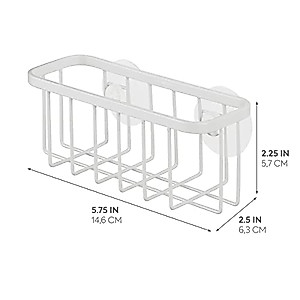 iDesign Rust-Resistant Stainless Steel Sponge Holder for Kitchen Sink with Suction Cups, The Gia Collection - Set of 1, Pearl White