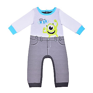 Disney Baby Monsters Inc Mike and Sully Coveralls, Blue, 6 Months (Pack of 3)