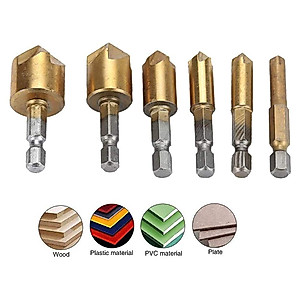 Deburring External Chamfer Tool Stainless Steel Remove Burr Tools,6pcs Countersink Drill Bit,4pcs Deburring Metal Wood Drill Bit set,90 Degree Center Punch Tool Set For Wood Quick Change Bit(11 Pack)