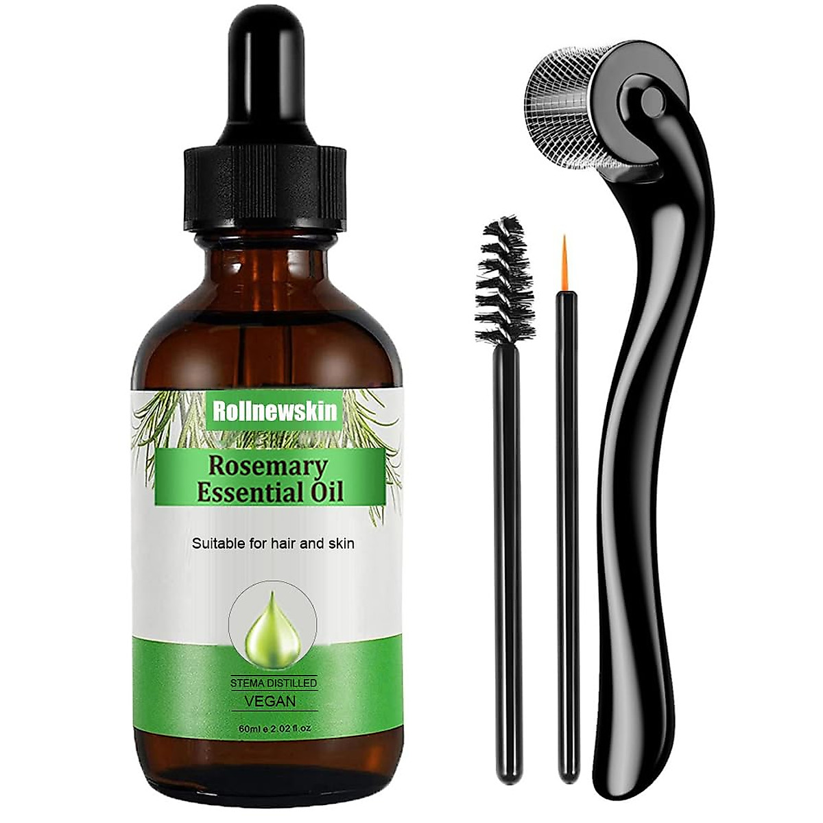 Rollnewskin Rosemary Oil for Hair Growth - Rosemary Essential Oil for Hair Growth, nourishes Beards, moisturizes Eyelashes and Cares for Skin (60ml)