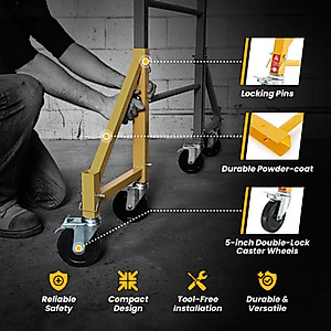 MetalTech 4 Pack Scaffold Outriggers, Baker Style Scaffolding Accessory Wheels, 14 Inch