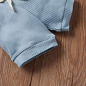 Ledy Champswiin Summer Newborn Baby Boy Girl Clothes Set Ribbed Outfits Unisex Infant Solid Short Sleeve Tops Shorts 2PCS