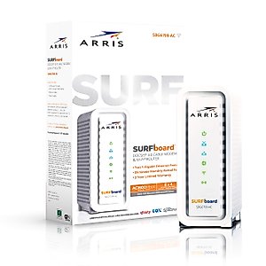 ARRIS Surfboard (8x4) Docsis 3.0 Cable Modem Plus AC1600 Dual Band Wi-Fi Router, Certified for Comcast Xfinity, Spectrum, Cox & More (SBG6700AC), White, Max Download Speed: 343 Mbps