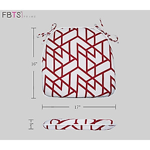 FBTS Prime Outdoor Seat Cushions Set of 2 Patio Chair Cushions with Ties 16x17 Inch Red Geometry U-Shape Chair Pads for Outdoor Patio Furniture Garden Home Office
