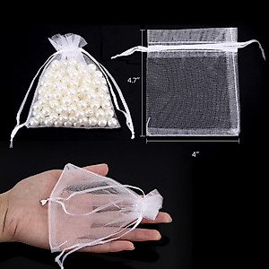 acDesign Jewelry Bags Drawstring 200Pcs Organza Bags 4x4.72 Wedding Favor Bags for Candy Jewelry Makeup Pouches(Golden)