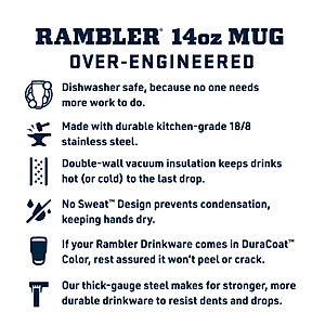 YETI Rambler 14 oz Stackable Mug, Vacuum Insulated, Stainless Steel with MagSlider Lid, Big Sky Blue