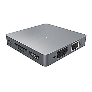 14 in 1 USB 3.1 Type-C HUB USB -C to HDMI 4K 30Hz VGA 100W PD Charging Adapter RJ45 Audio SD TF Card Reader USB 3.0 Hub for MacBook Nintendo Samsung Dex (Silver)