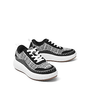 DREAM PAIRS Women Chunky Sneakers Arch Comfortable Casual Platform Fashion Sneaker,Size 8,Black/White,SDFN2379W