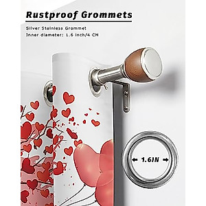 Waterproof Outdoor Curtains for Patio, Valentine's Day Lovers under Love Tree Balloons Weatherproof Privacy Outdoor Drapes, Grommet Top Outside Curtains for Gazebo Porch Pergola Cabana, 52x108 Inch