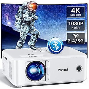 Projector with WiFi and Bluetooth, 5G WiFi Native 1080P Movie Projector, 9800L 4K Supported Portable Outdoor Projector, Pericat Home Theater Projector Compatible with TV Stick, Phone, Laptop