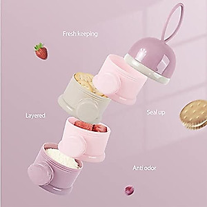 Manwetye 2 PCS 4-Layer Baby Milk Powder Dispenser, Stackable Formula Container for Travel, Portable Snack Storage Box