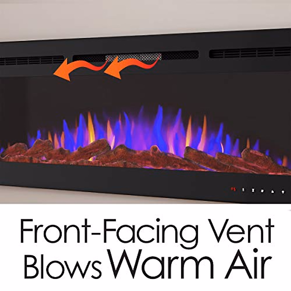 Northwest 36-Inch Electric Fireplace - Wall Mount or Recessed Heater with Front Vent, LED Colors, Brightness and Media Options, and Remote (Black)