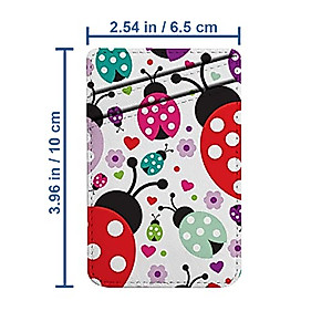 Diascia Pack of 2 - Cellphone Stick on Leather Cardholder ( Kids Lady Bug Polka Pattern Pattern ) ID Credit Card Pouch Wallet Pocket Sleeve