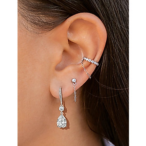 Deerllia Drop Dangle Earrings for Women, Pear Cut Cubic Zirconia Long Teardrop Wedding Bridal Earrings, Silver Gold Plated Copper Brass Micro CZ Jewelry Gifts