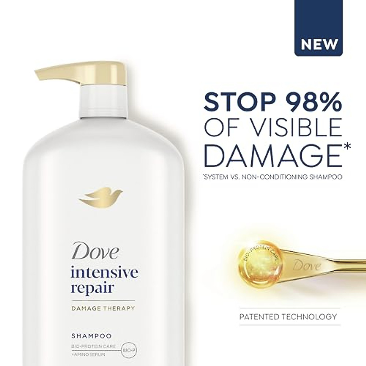 Dove Shampoo Intensive Repair Pack of 4 for Damaged Hair Shampoo with Bio-Restore Complex 31 oz