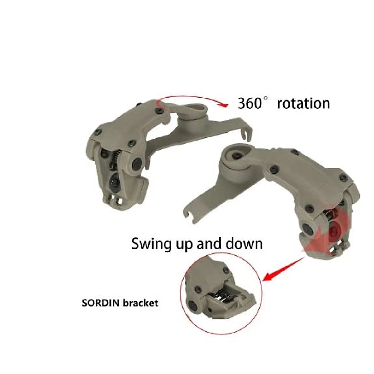 Armorwerx Rear Helmet Rail Attachment Kit Compatible with M-LOK, MSA Sordin & TCI Liberator Headsets (Tan)