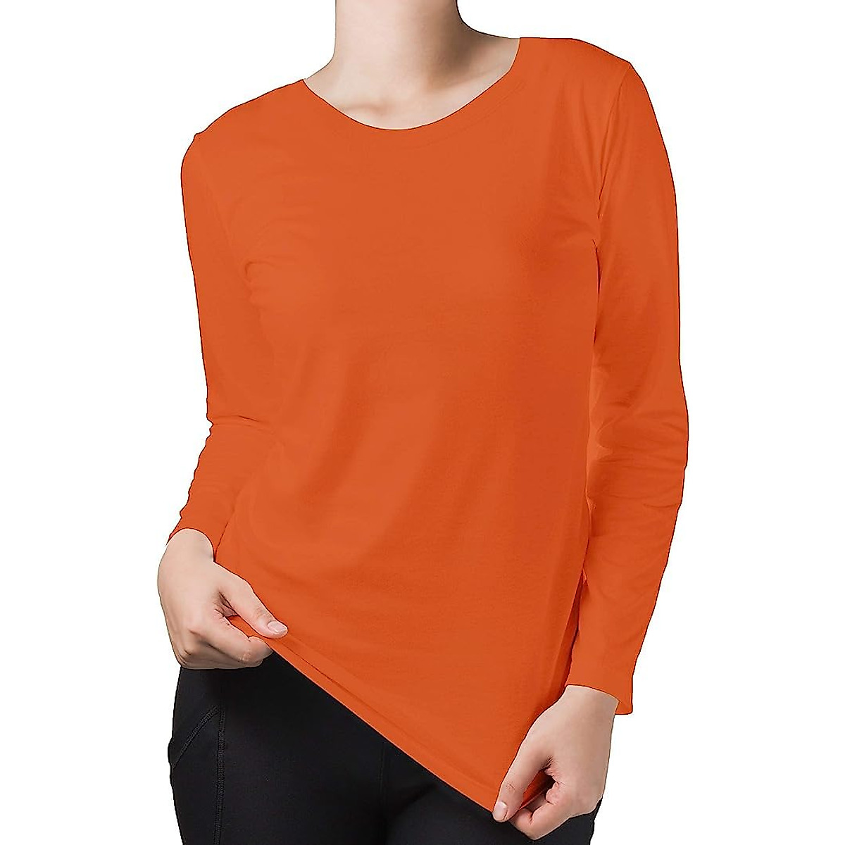 BaHoki Essentials Long Sleeve Undershirts for Scrubs - Great Stretch Shirts - 5 Pack Black