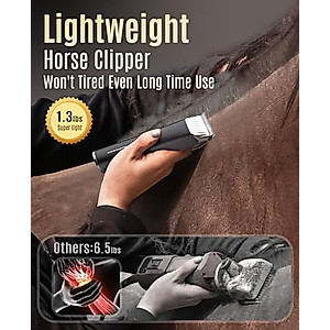oneisall Horse Clippers,Low Noise Horse Trimmer Shaver Kit for Matted Long Hair,2 Speed Cordless Grooming Clippers for Horse