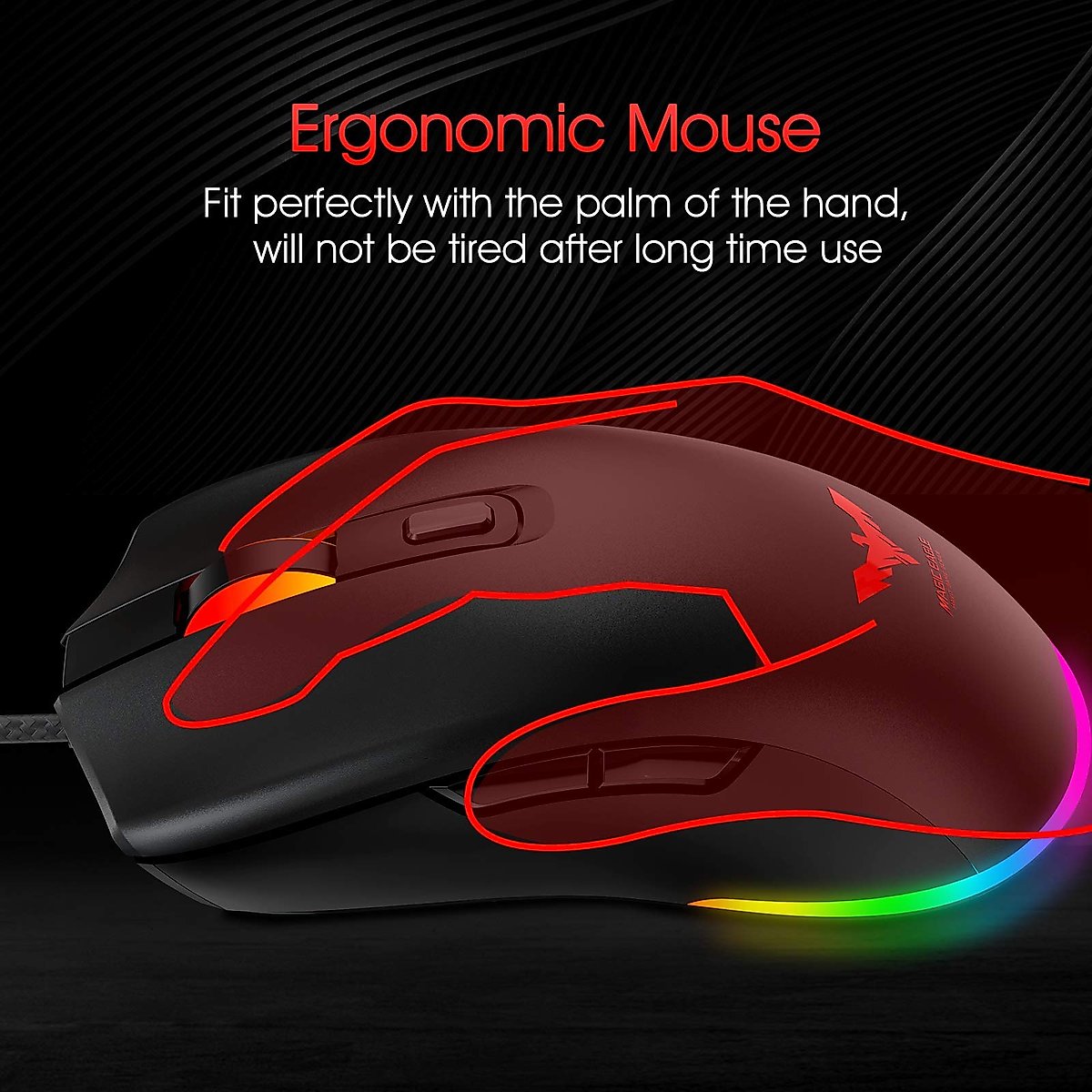 Havit RGB Gaming Mouse Wired PC Gaming Mice with 7 Color Backlight, 6 Buttons, Up to 6400 D P I Computer USB Mouses for Desktop Laptop Gamer & Work (Renewed)