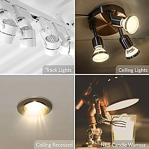 Simba Lighting 25W NP5 Candle Warmer ETC Replacement Light Bulb (4 Pack) Halogen GU10 120V for Wax Melt, Tart Burner, Recessed, Track Lighting, MR16 JDR with Glass Cover, Dimmable, Warm White 2700K