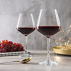 YANGNAY Wine Glasses (Set of 6, 20 Oz), Large Clear Burgundy Wine Glasses for Red Wine, Smooth Rim, Dishwasher Safe