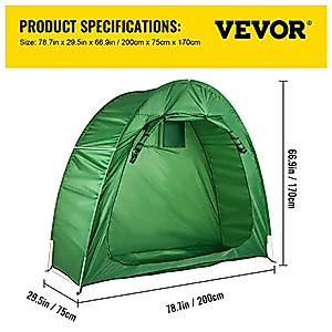 VEVOR Bike Cover Storage Tent, 420D Oxford Portable for 2 Bikes, Outdoor Waterproof Anti-Dust Bicycle Storage Shed, Heavy Duty for Bikes, Lawn Mower, and Garden Tools, w/ Carry Bag and Pegs, Green