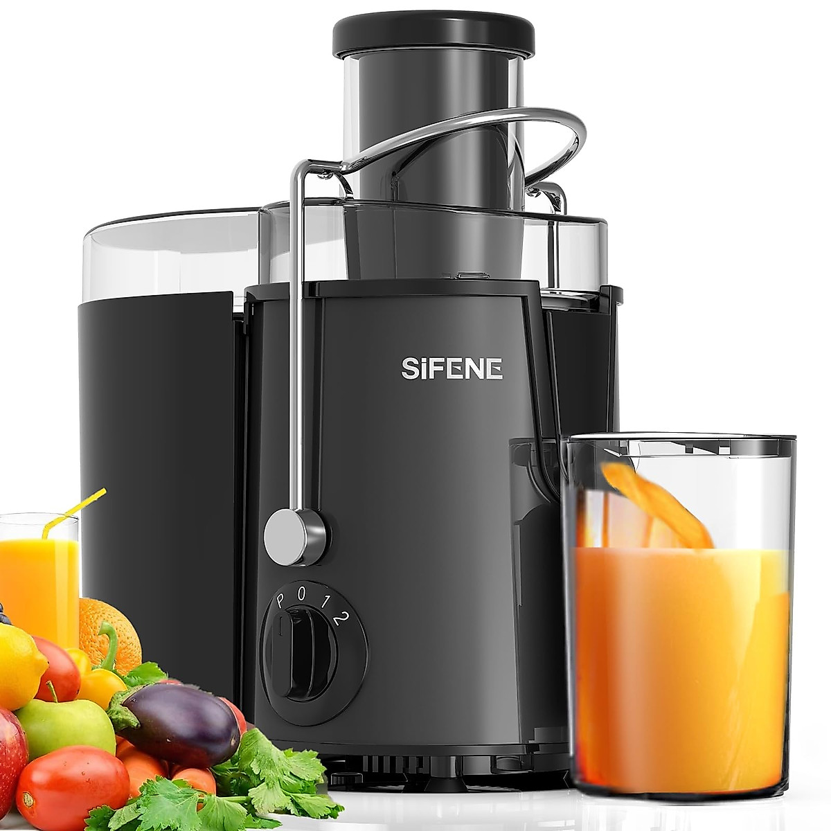 Juicer Machines, SiFENE 3" Big Mouth Centrifugal Juicer Extractor for Fruits & Vegetables (Gray)