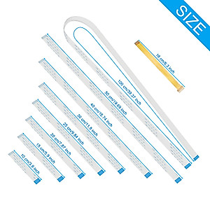 Frienda 15 Pieces Flexible Ribbon Cable Set, Compatible with Raspberry Pi Camera, Including 3.9'' 5.9'' 7.87'' 9.84'' 11.8'' 15.74'' 19.69'' 39.37'' for Pi Camera, 6.3'' for Pi Zero