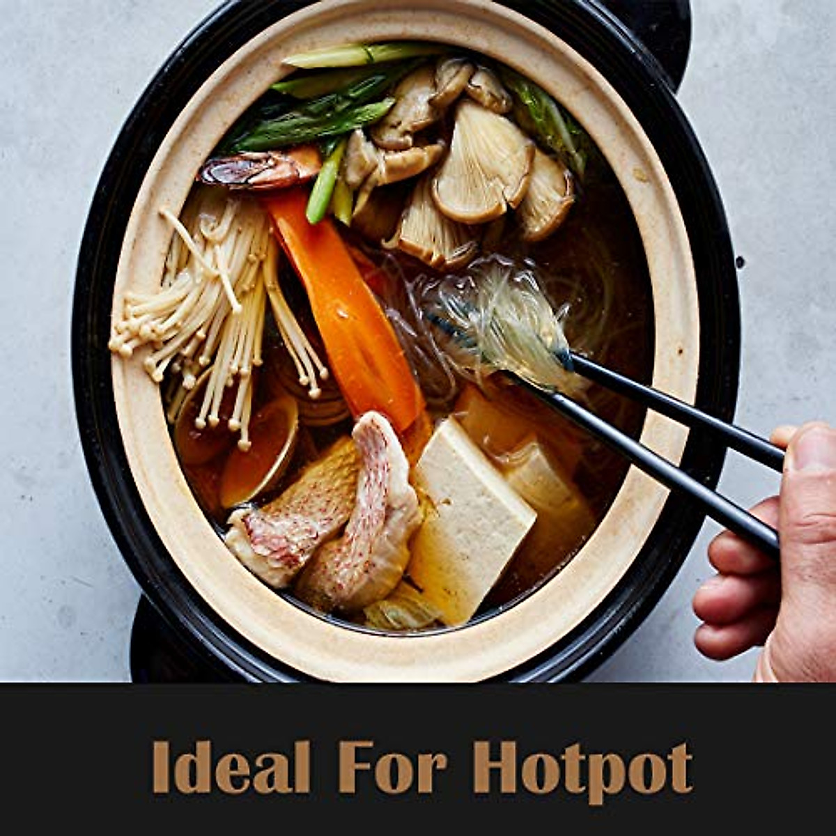 HauSun 2 Pairs Chopsticks and Chopstick Rest Gift Set- Dishwasher Safe Reusable Fiber Glass Chopsticks + Porcelain Cute Panda Chopstick Holder, Non-slip Chinese Japanese Style Chopsticks Set, Black