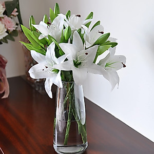 NC Artificial Tiger Lily 6PCS, Wedding Home Photography Decoration Fake Flower Party Family Hotel Office Garden Shop Real Touch Dining Table, White