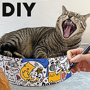 Cat Scratcher Cardboard 2in1 Round Cat Cardboard Bed Cat Scratch Pad Bowl for Indoor Cats Corrugated Lounge Bed&Furniture Protector &Training Toy XL