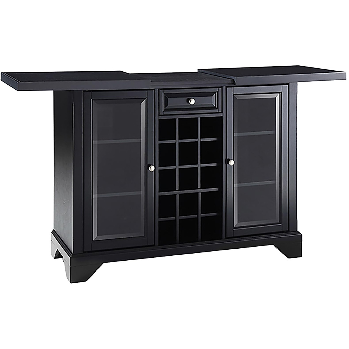 Crosley Furniture Alexandria Sliding Top Bar Cabinet with Storage Shelves, Drawer, and Wine Rack, Vintage Mahogany