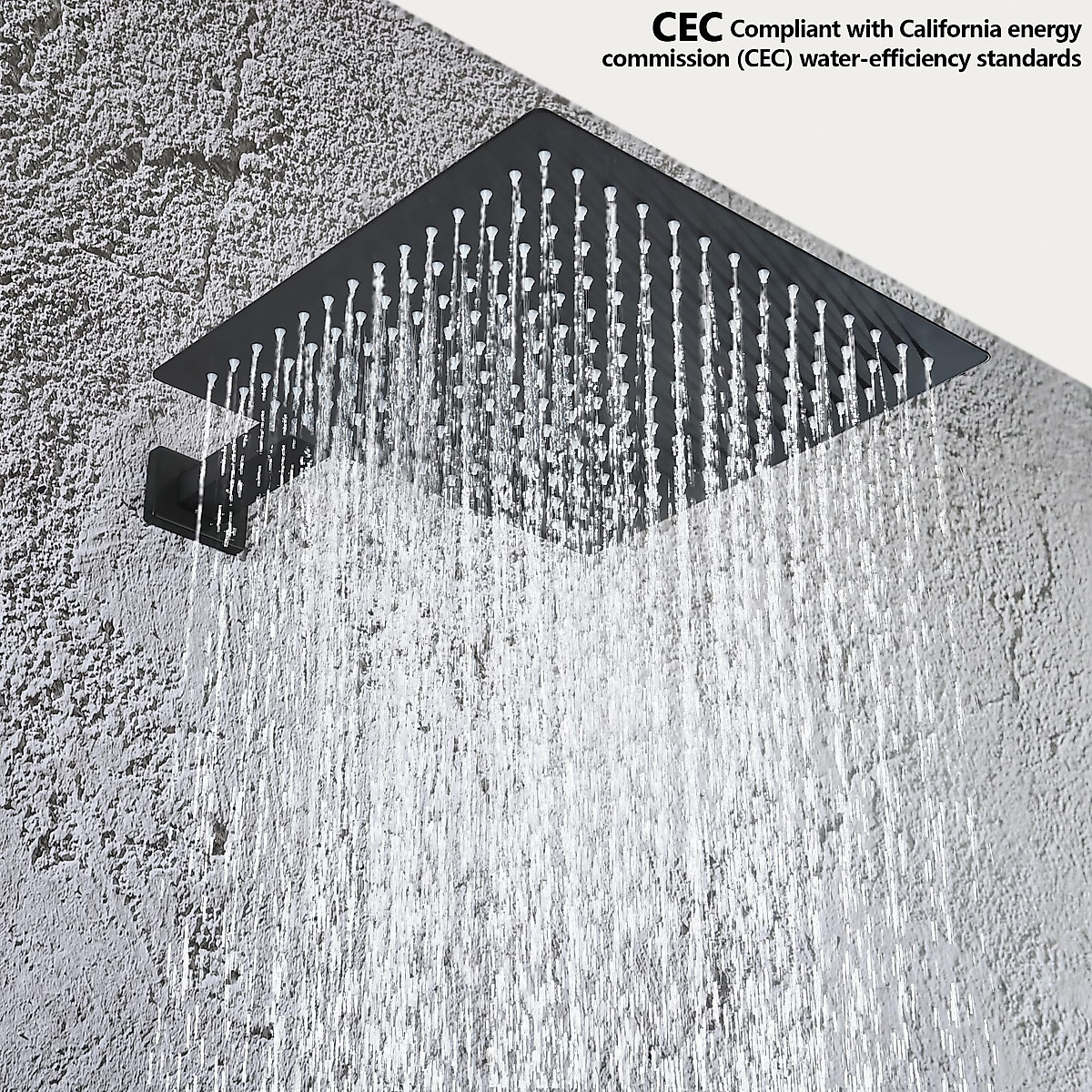 SKOWLL Rain Shower System Wall Mount 12 Inch Bathroom Overhead Shower Kit Digital Shower Fixtures Set with 2 Function LCD Display Valve, 7416W-MB Matte Black